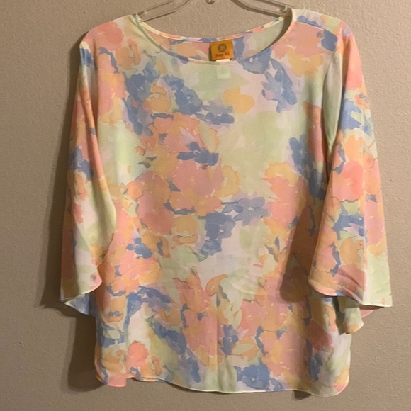 Ruby Rd. | Tops | Ruby Rd Beautiful Watercolor Floral Blouse Xl | Poshmark